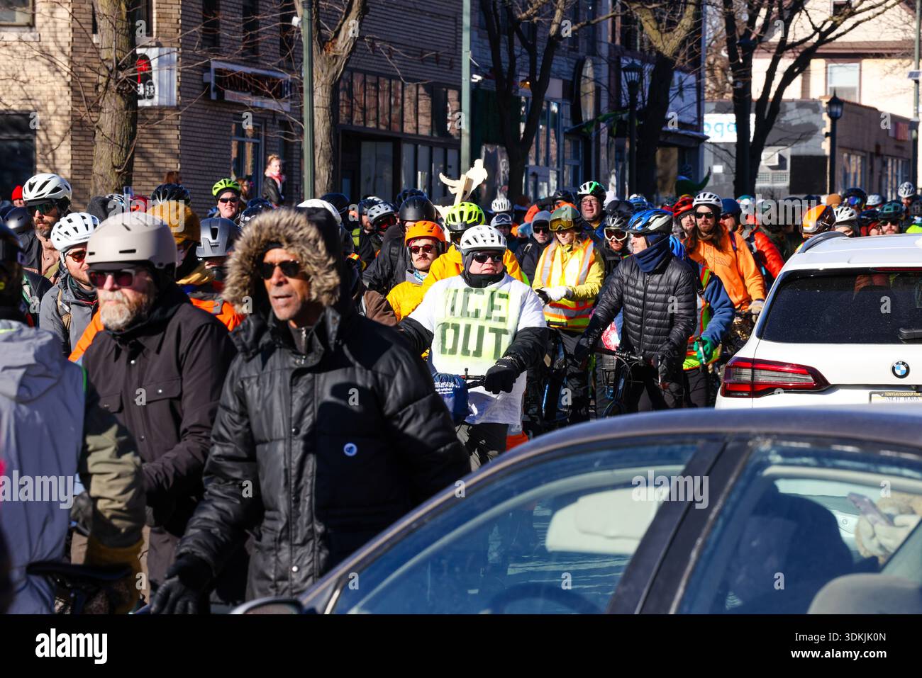 Cyclists in the Alex Pretti Memorial Bike Ride near Nicollet Avenue and ...