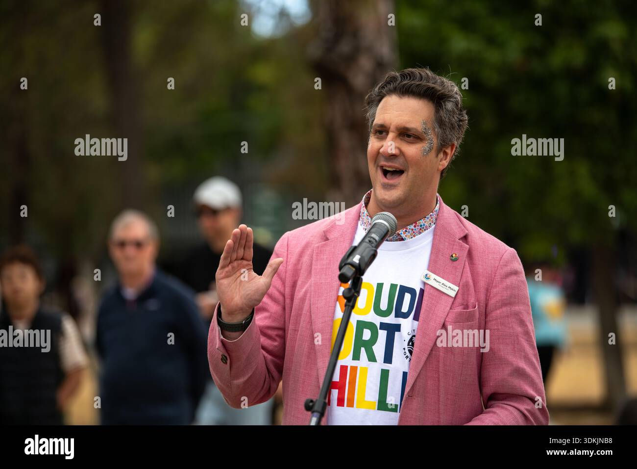 Port Philip Mayor Alex Makin speaks before the annual Midsumma Pride ...