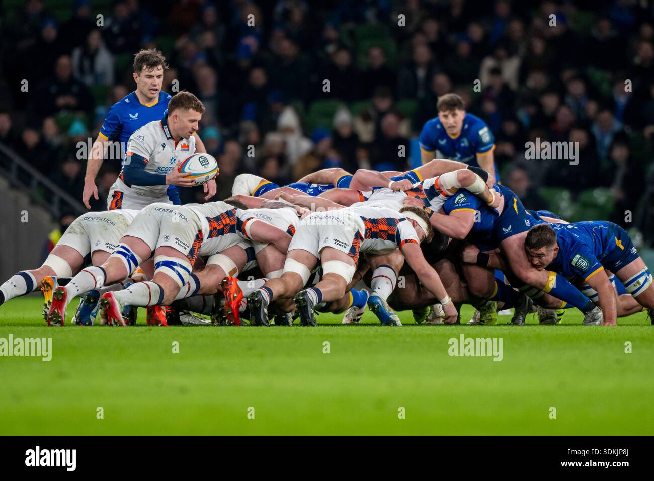A scrum during the United Rugby Championship Round 11 match between ...