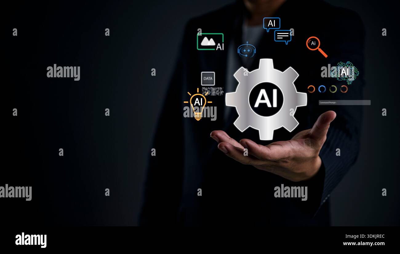 Gear smart ai icon hi-res stock photography and images - Alamy
