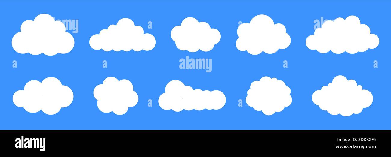 Fluffy cloud frame label set. Cloud shaped and jagged frame silhouette ...