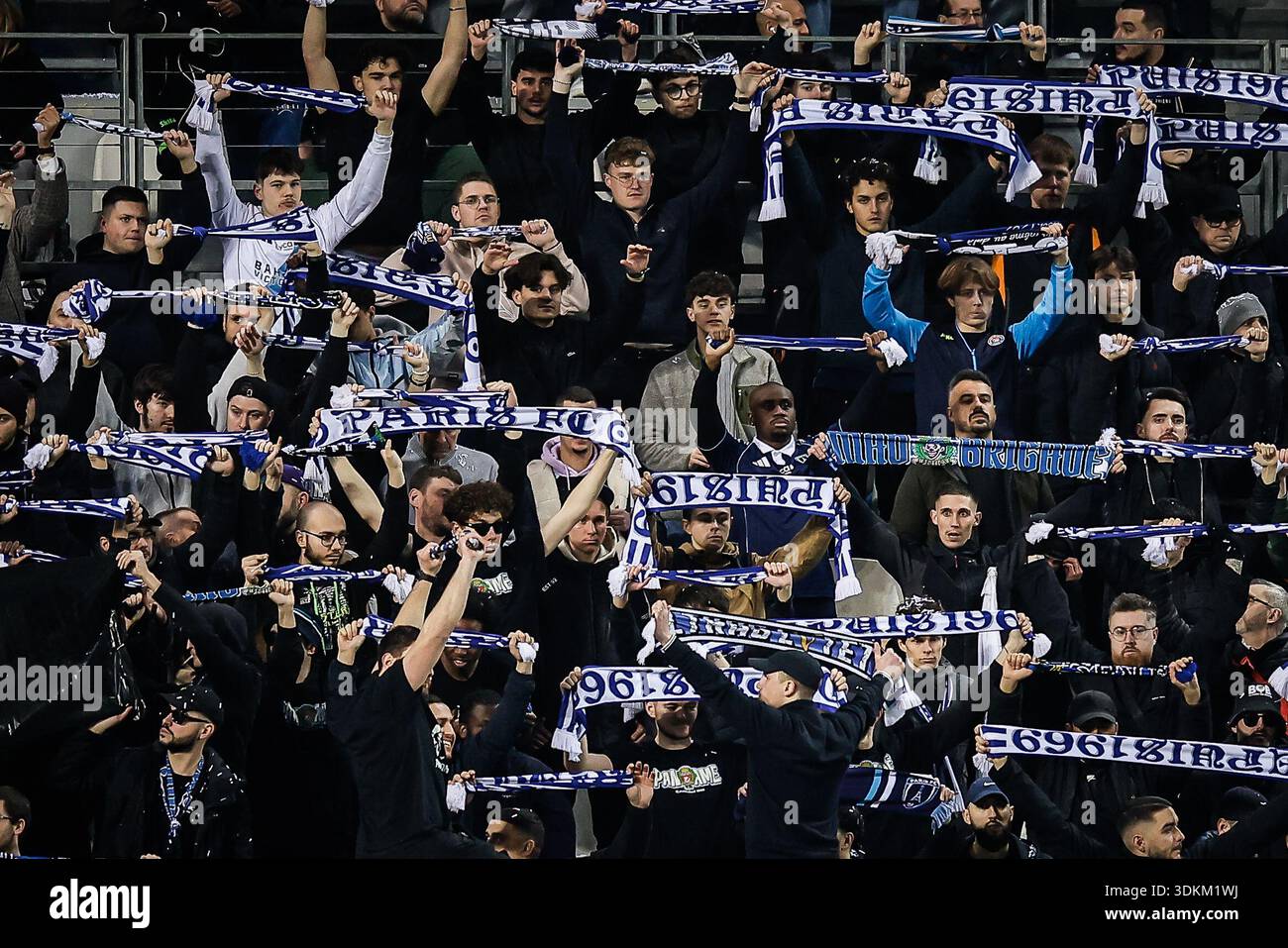 Supporters of Paris FC during the French championship Ligue 1 football ...
