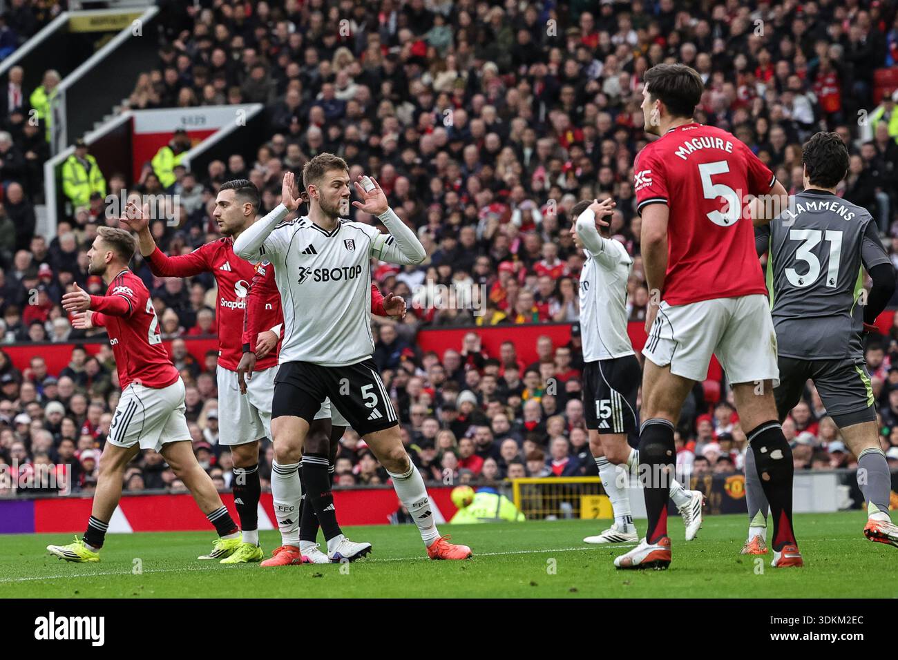 Joachim Andersen of Fulham reacts after a missed chance on goal during ...