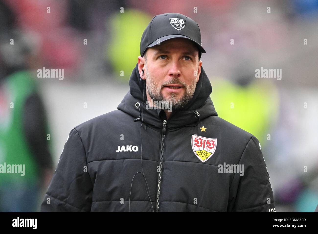 Stuttgart's head coach Sebastian Hoeness speaks before the German ...