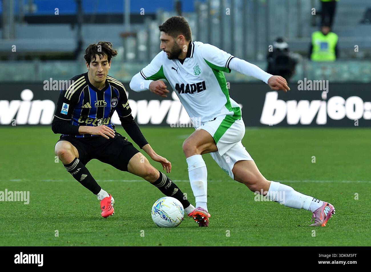 Domenico Berardi (Sassuolo) thwarted by Samuele Angori (Pisa) during ...
