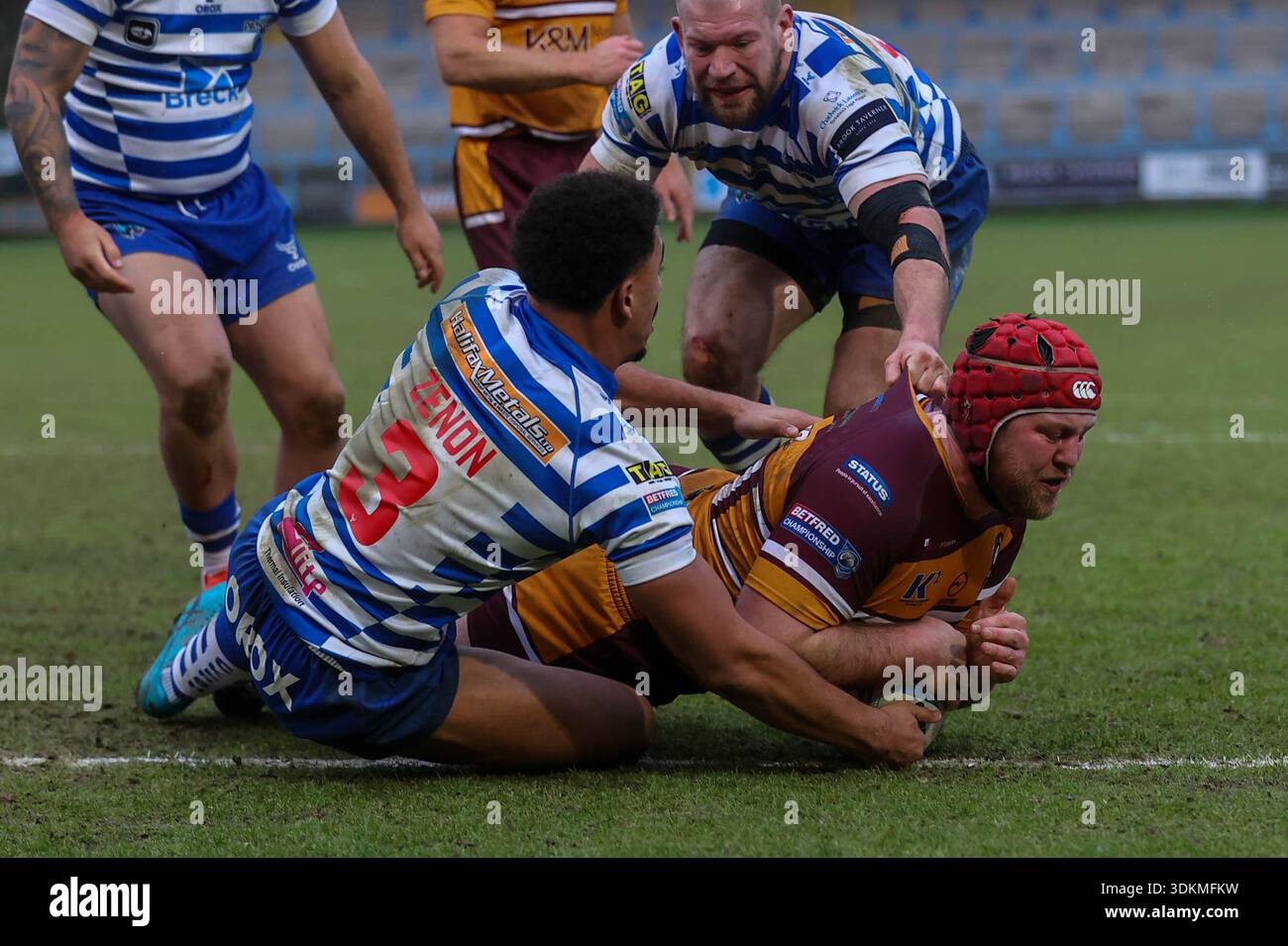 Luke Cooper scores for Batley during the BETFRED Championship match ...