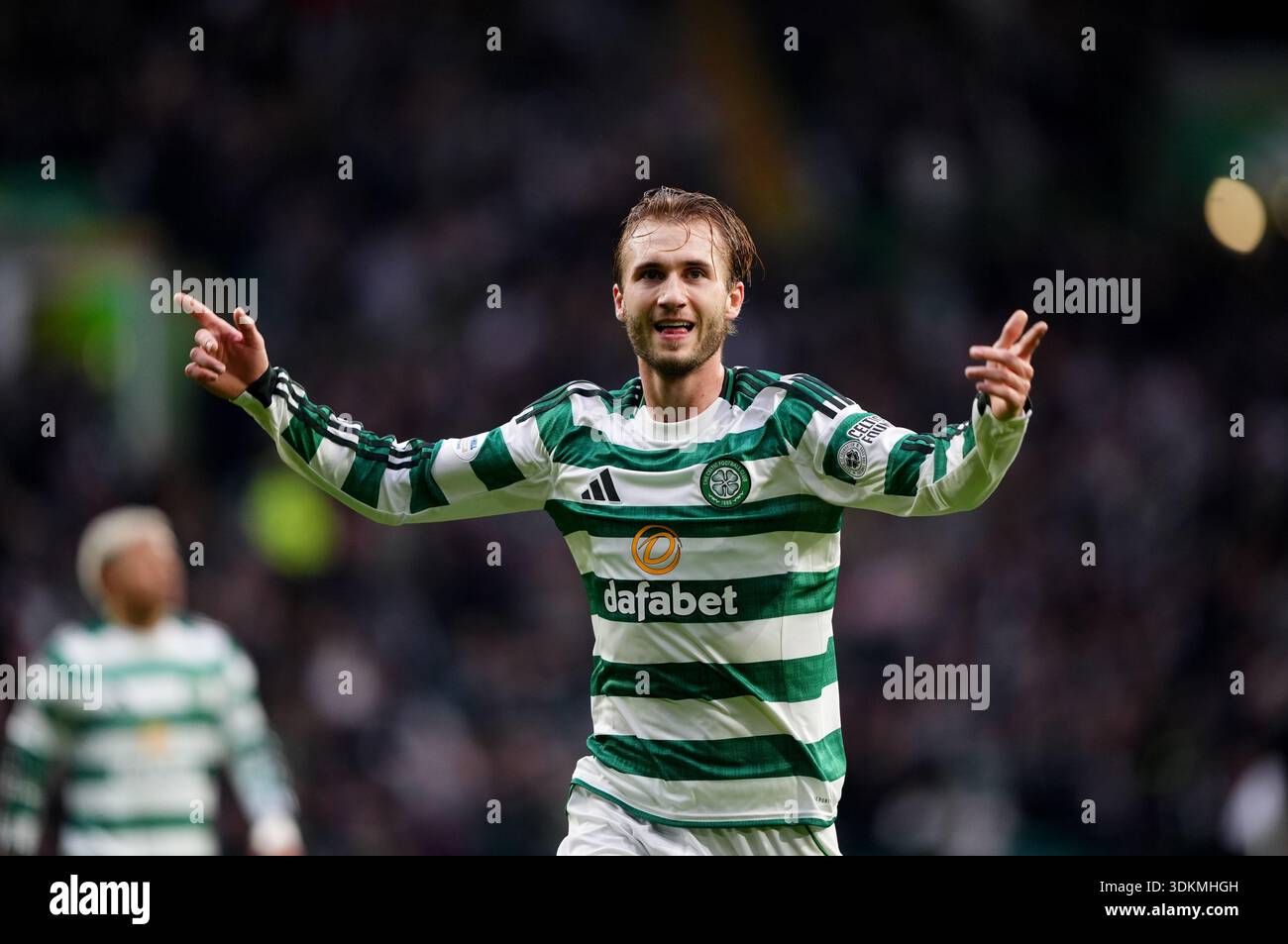 Celtic's Benjamin Nygren celebrates after scoring his sides second goal ...