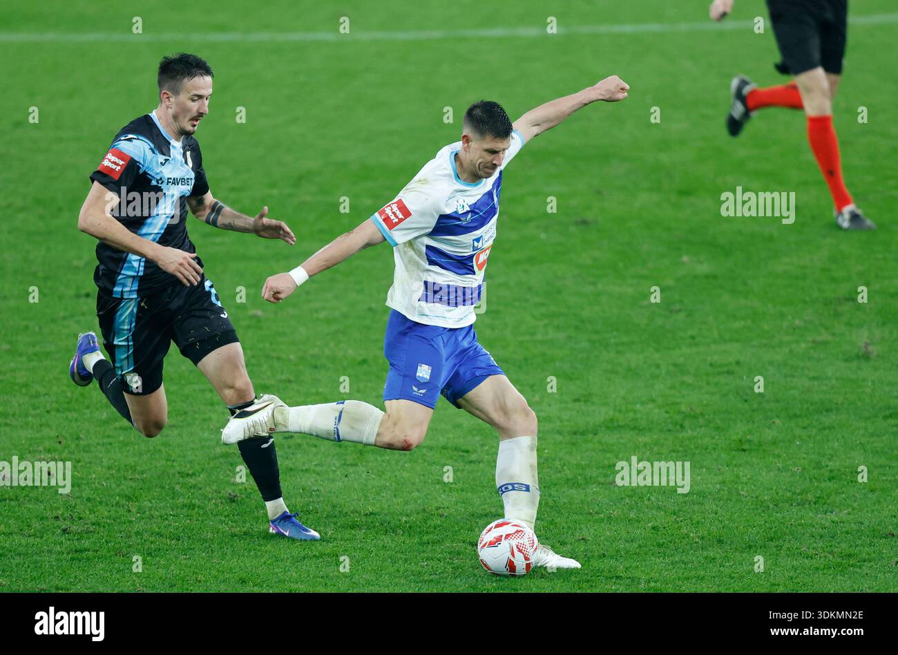 Stjepan Radeljic of HNK Rijeka and Vladan Bubanja of NK Osijek during ...