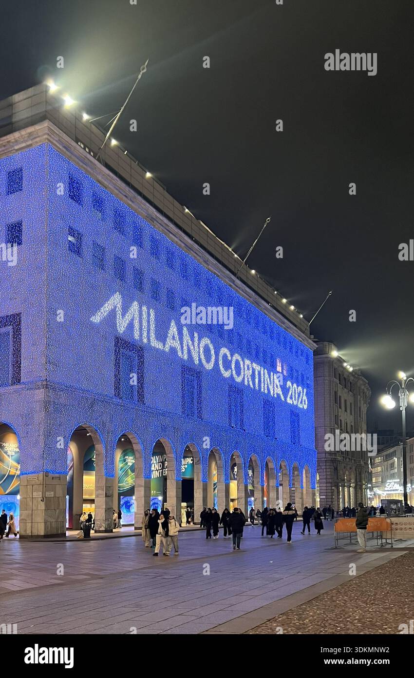 Milan, Italy – January 31, 2026: Milano Cortina 2026 projection and ...