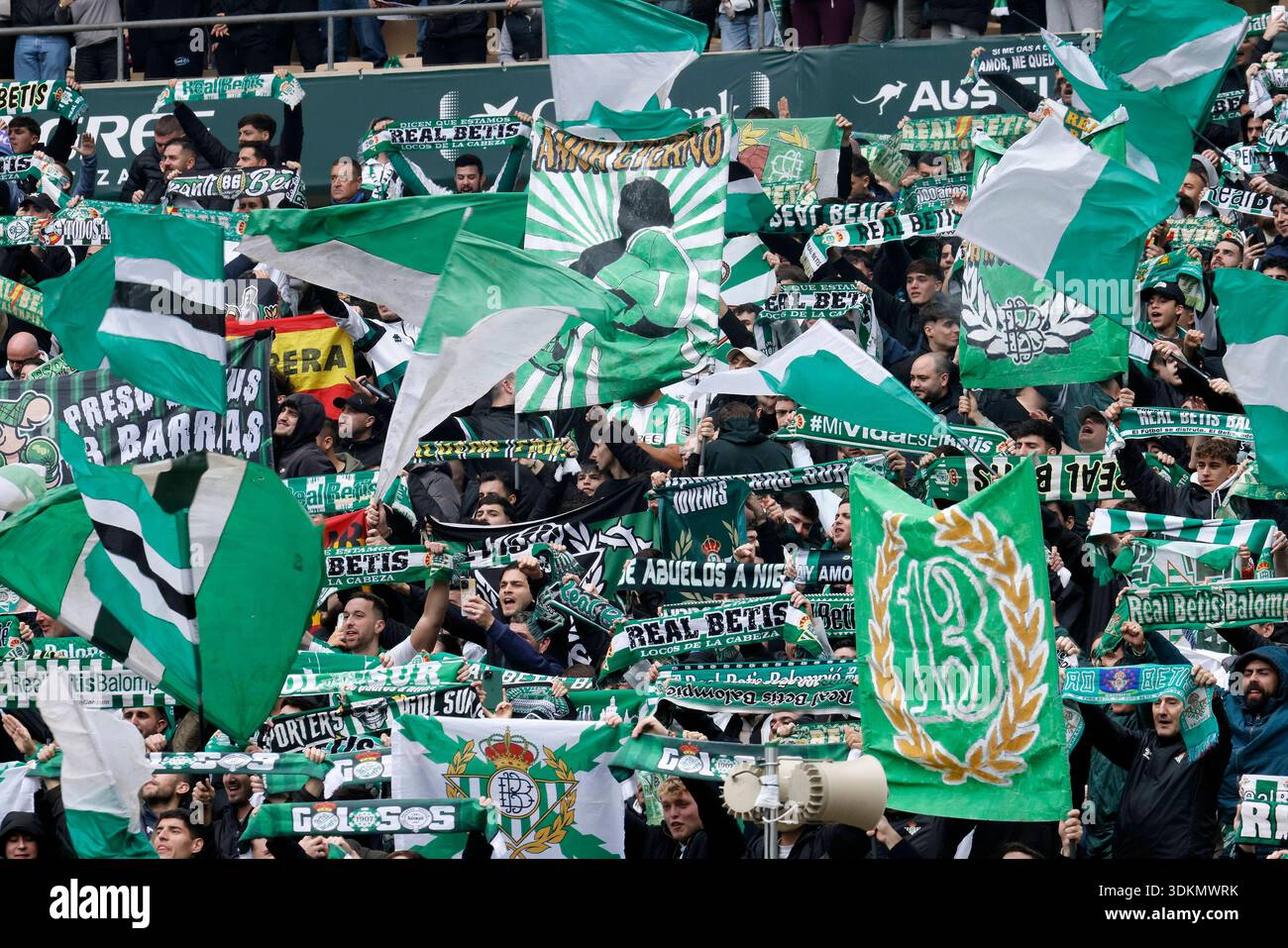 Spanish La Liga EA Sports soccer match Betis vs Valencia at La Cartuja ...