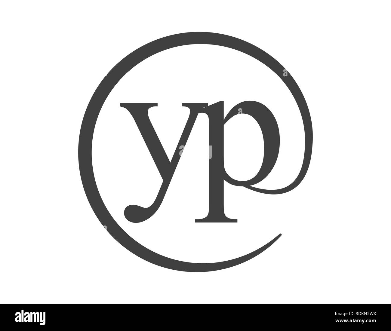 YP logo from two letter with circle shape email sign style. Y and P ...