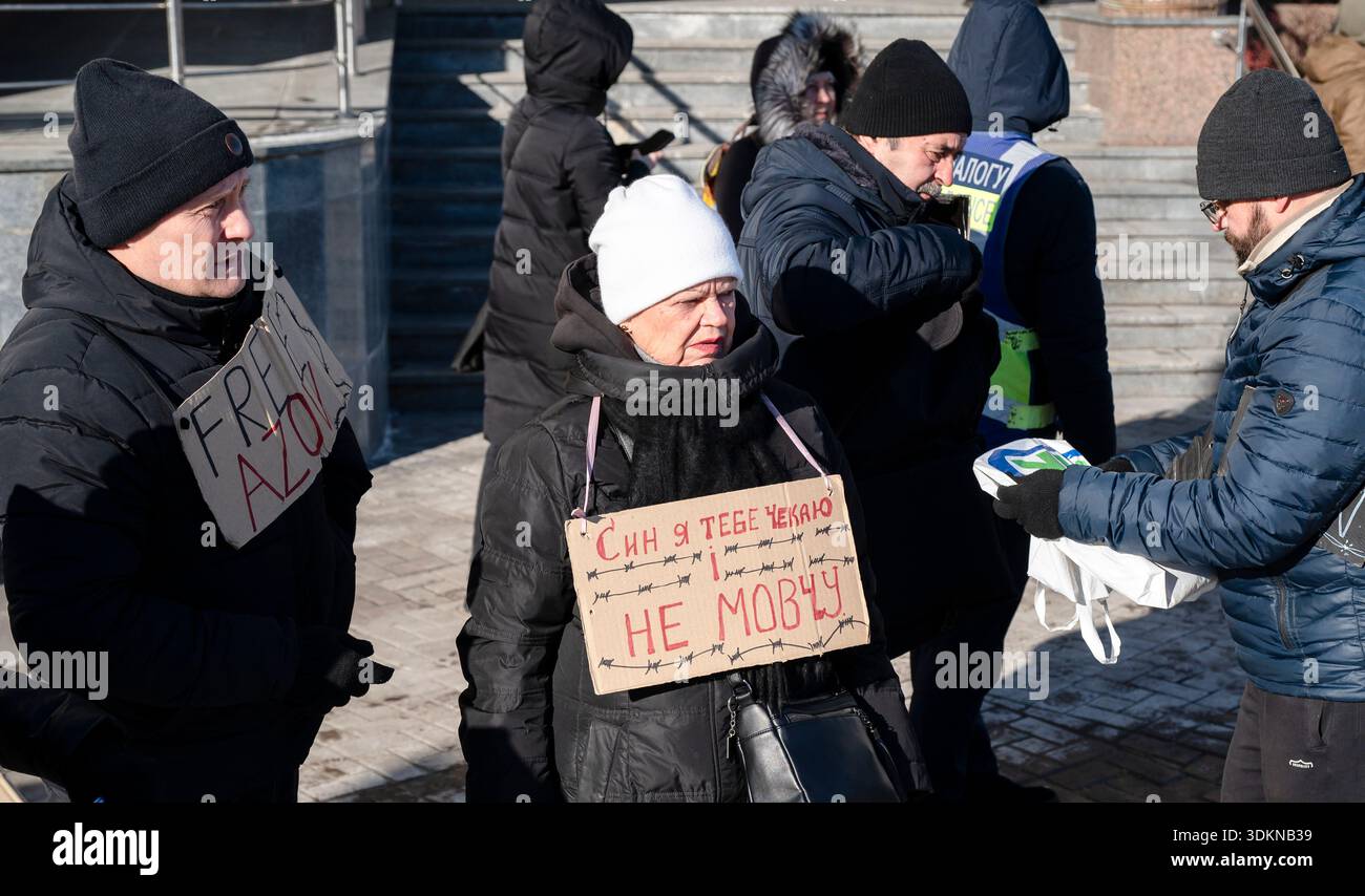 Kyiv, Ukraine - 1st February,2026: People demonstrating in Kyiv ...