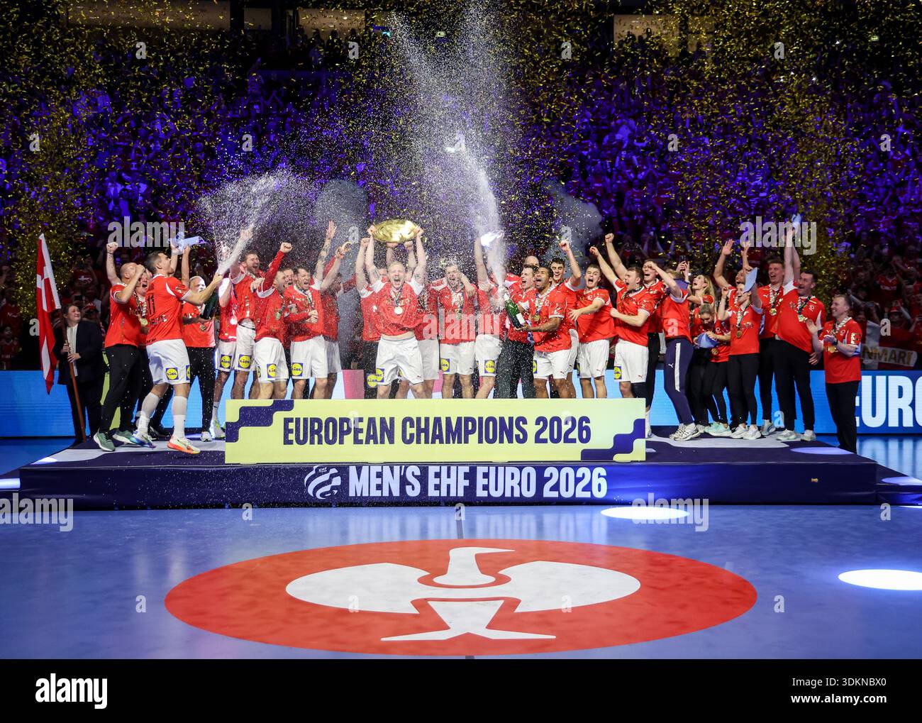 Gold medalist Team Denmark during the Men's EHF EURO 2026 medal ...