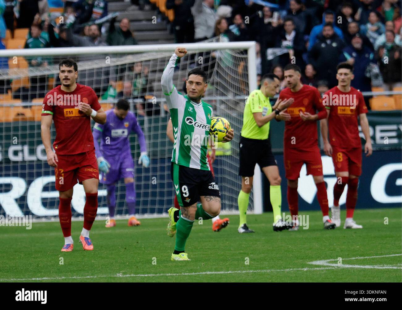 Spanish La Liga EA Sports soccer match Betis vs Valencia at La Cartuja ...