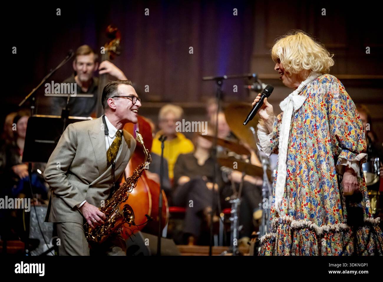 AMSTERDAM – Paul Haenen on stage with Benjamin Herman during an ...