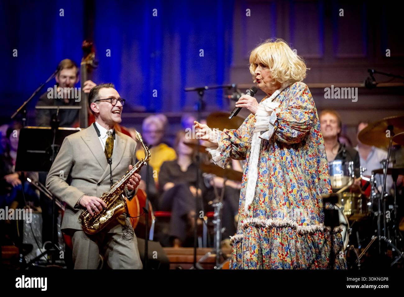 AMSTERDAM – Paul Haenen on stage with Benjamin Herman during an ...