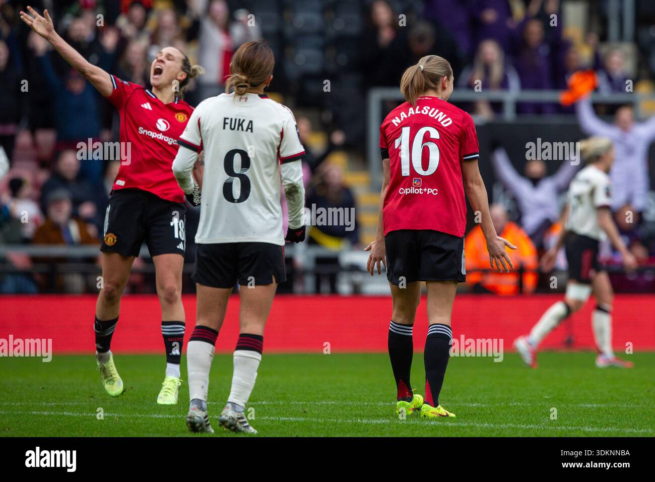 Lisa Naalsund (16 Manchester United) celebrates putting them 2-1 ahead ...