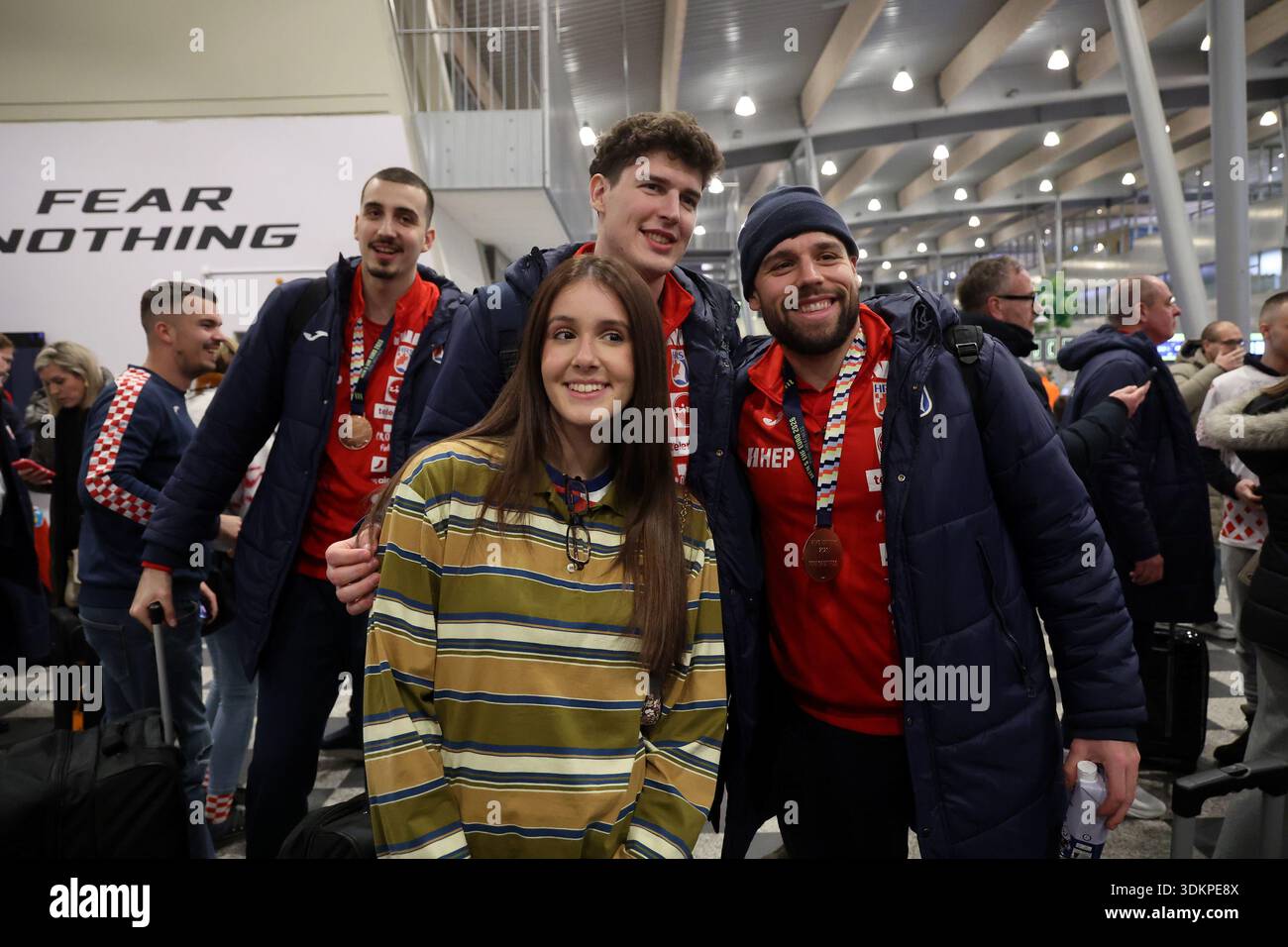 Luka Lovre Klarica and Dino Slavic of Croatia pose for a photo with ...