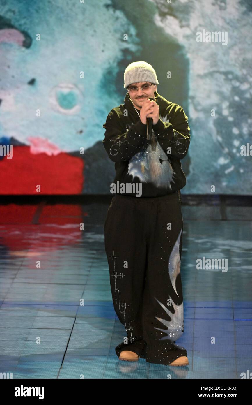 Milan, TV show "Che Tempo Che Fa" - Nove. In the photo: Geolier Stock ...