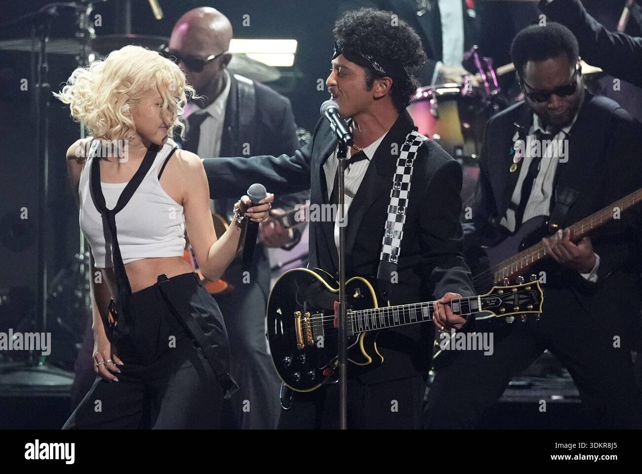 Rose, left, and Bruno Mars perfom "APT." during the 68th annual Grammy ...