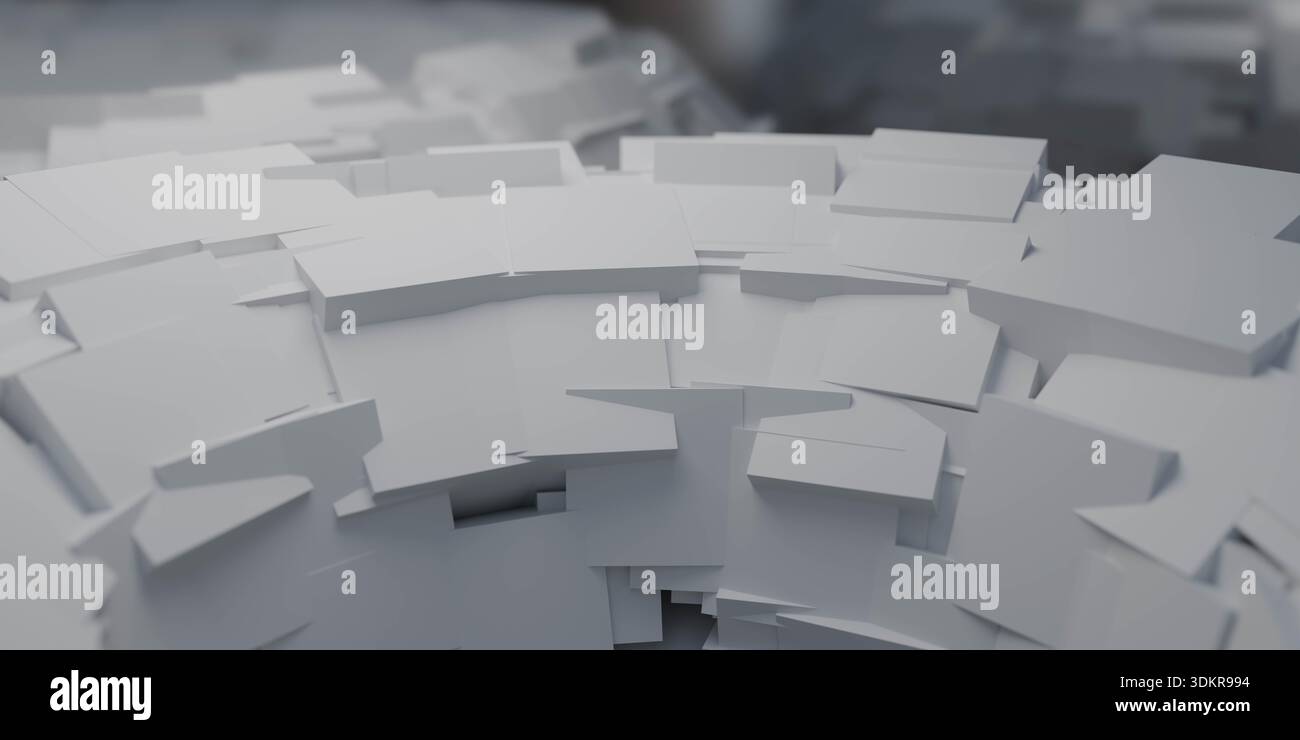 Abstract white 3d layered architectural model with staggered ...