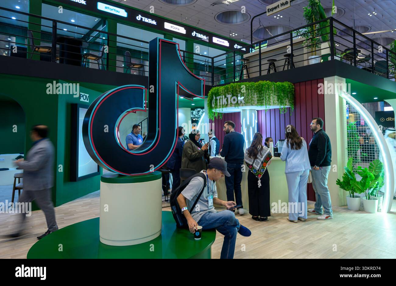 Doha, Qatar. 01st Feb, 2026. Web Summit attendees visit the TikTok ...