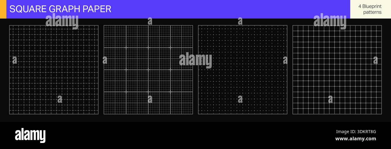 Blueprint grid paper set. Collection of square graph backgrounds with ...
