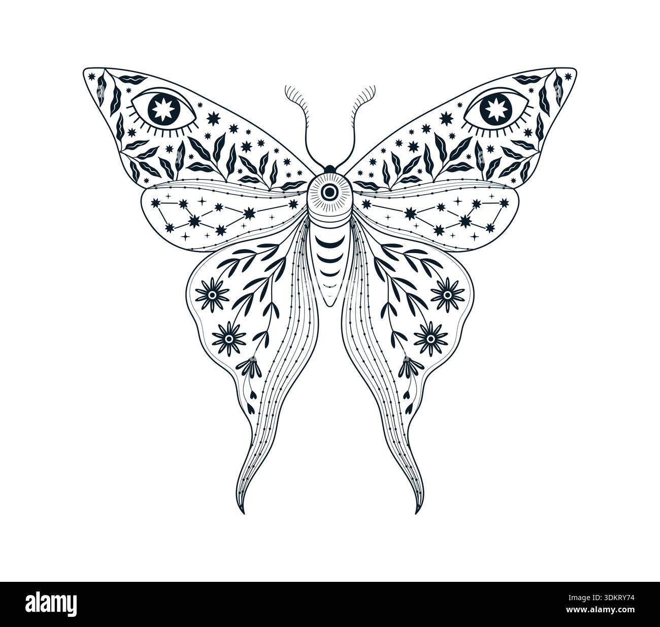 Flying moth cartoon butterfly Stock Vector Images - Alamy