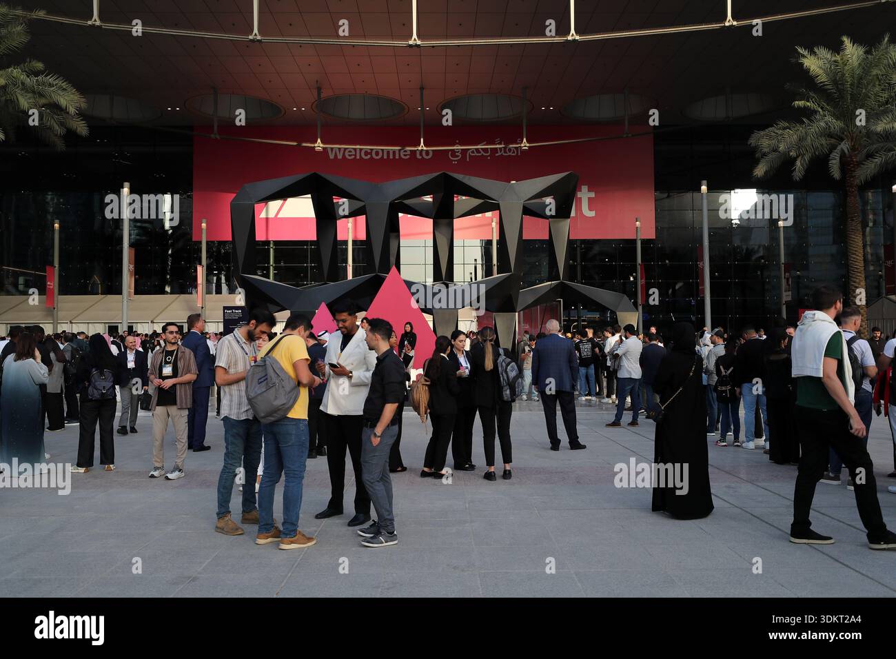 People wait to enter the world's largest technology event, "WebSummit ...