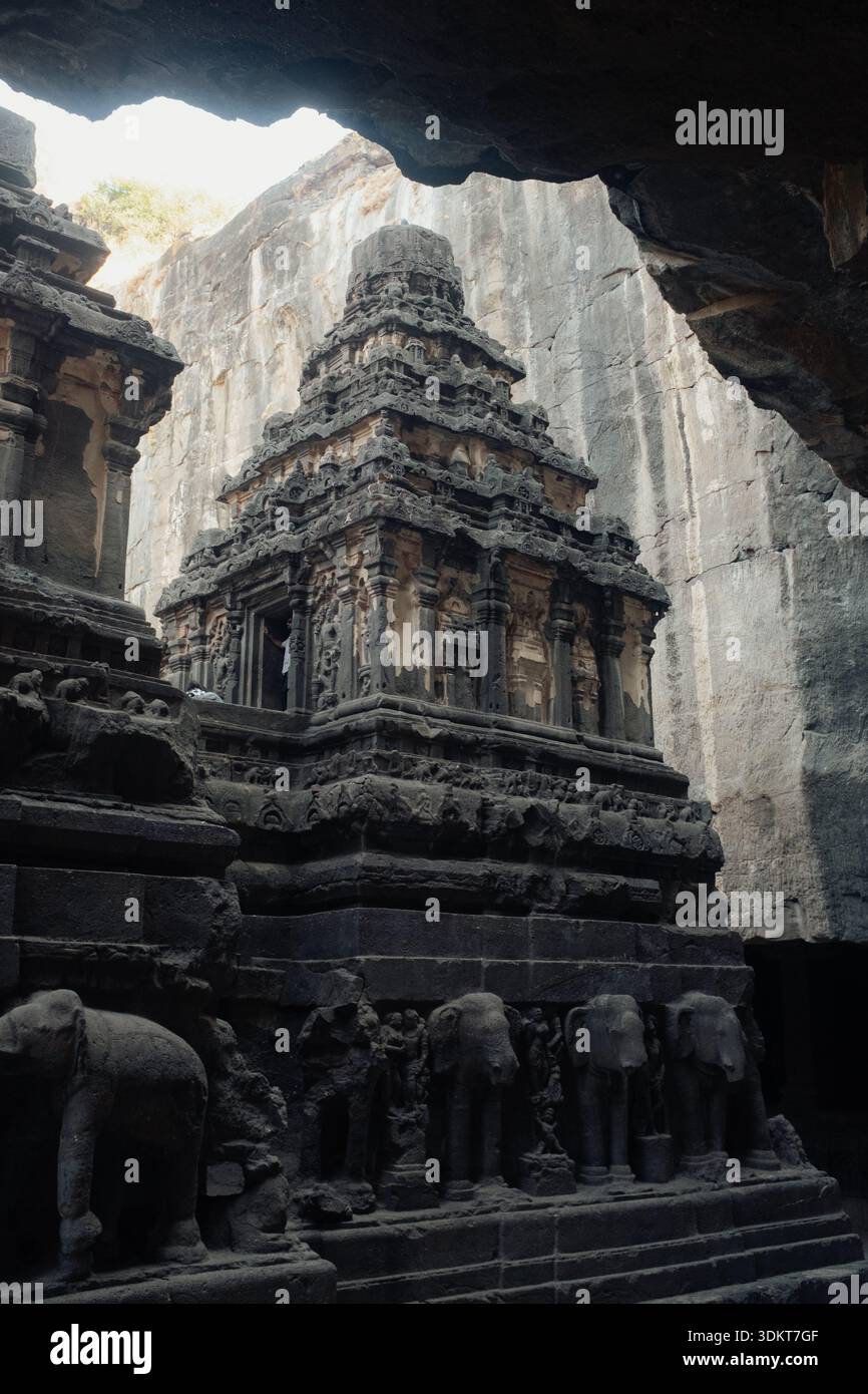 Verul, India - 27 December 2025: View of the Kailasa Temple's intricate ...
