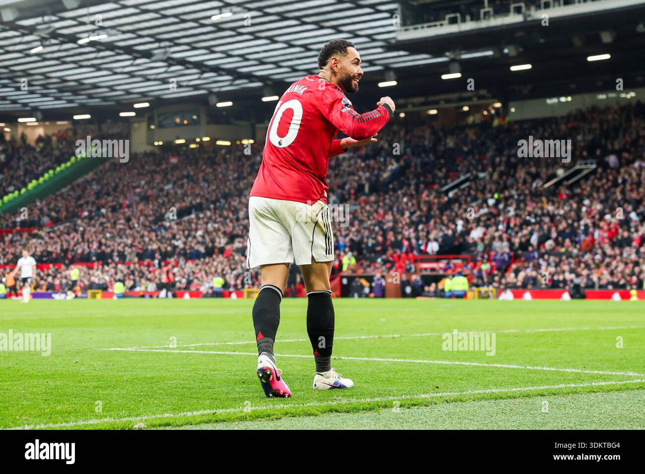 Manchester United forward Matheus Cunha (10) scores a GOAL 2-0 and ...