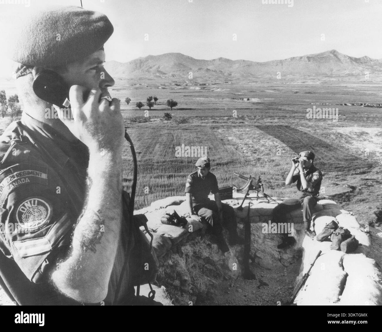 Canadian soldier of the UN force at the demarcation line on Cyprus ...