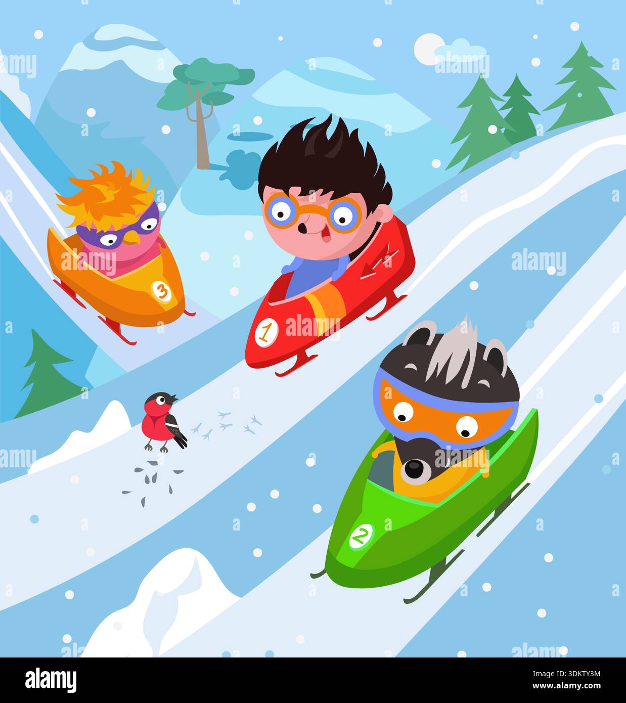 Race of sleds Stock Vector Images - Alamy