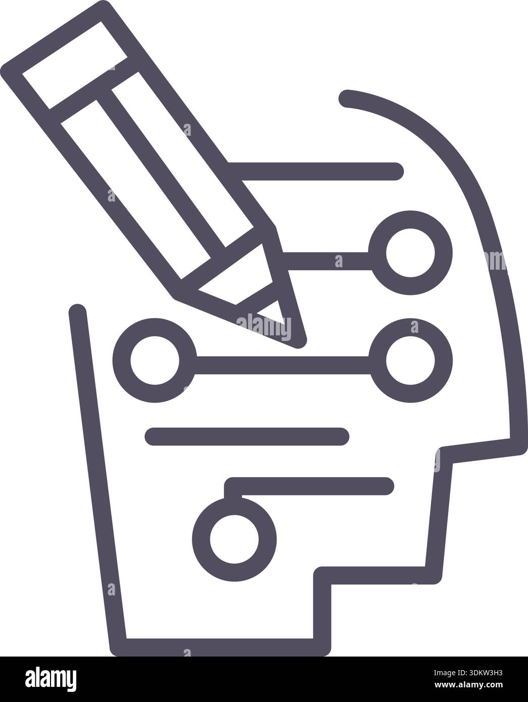 Doodle techno head icon element. Ai interface illustration Stock Vector ...