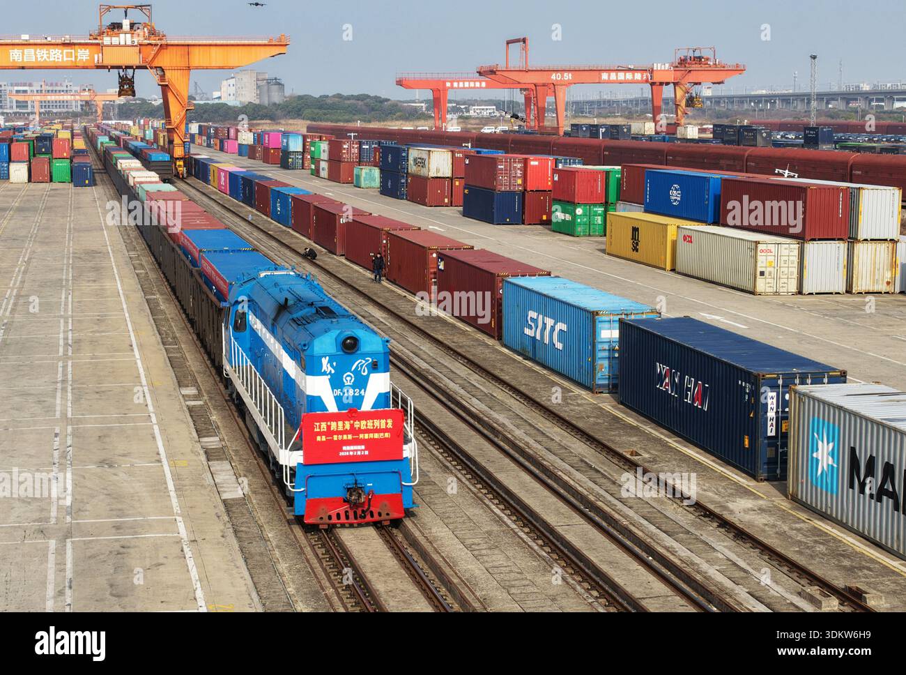 NANCHANG, CHINA - FEBRUARY 2, 2026 - A fully loaded train departs from ...