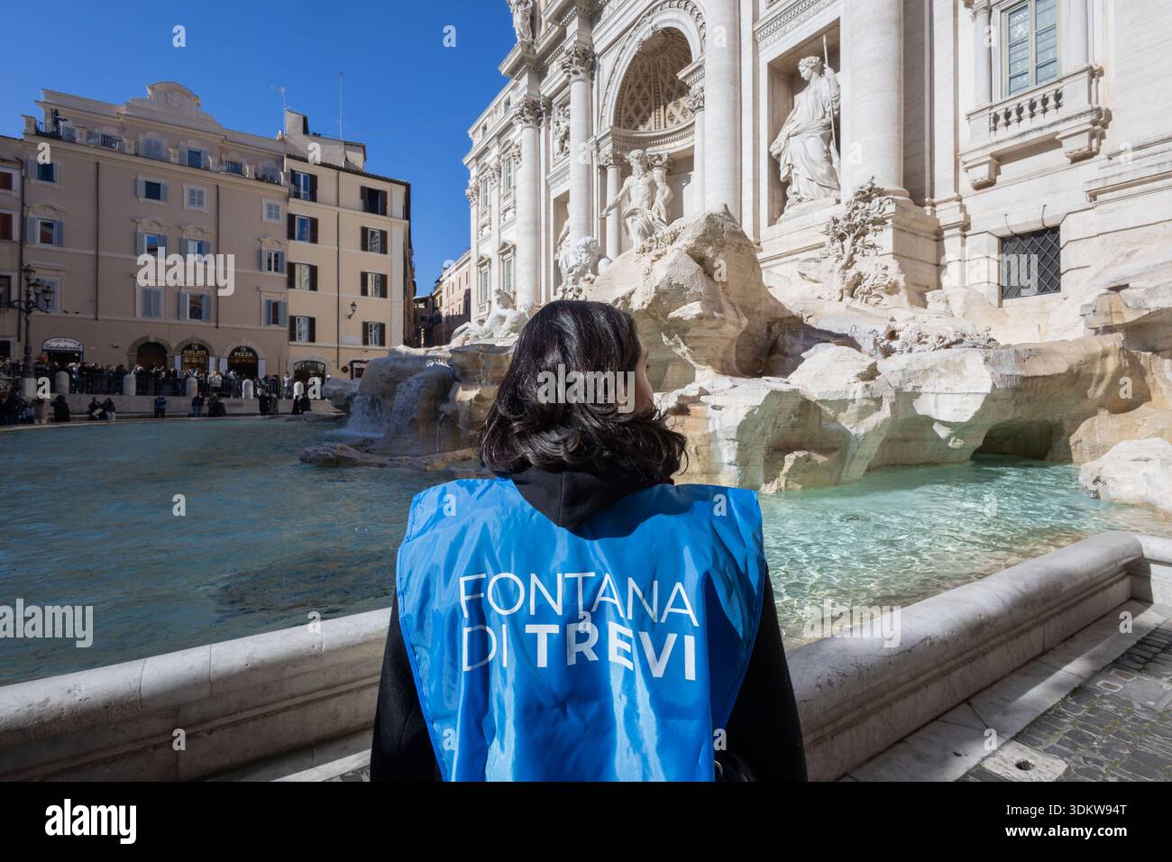First day of paid admission to the Trevi Fountain basin for tourists ...