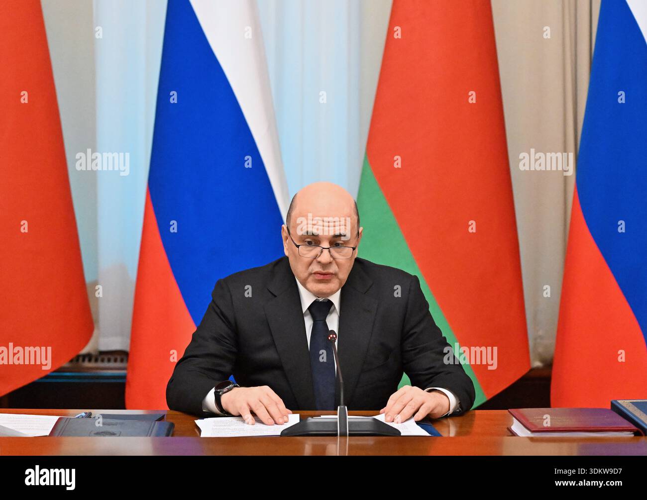 Russian Prime Minister Mikhail Mishustin during the meeting. Credit ...