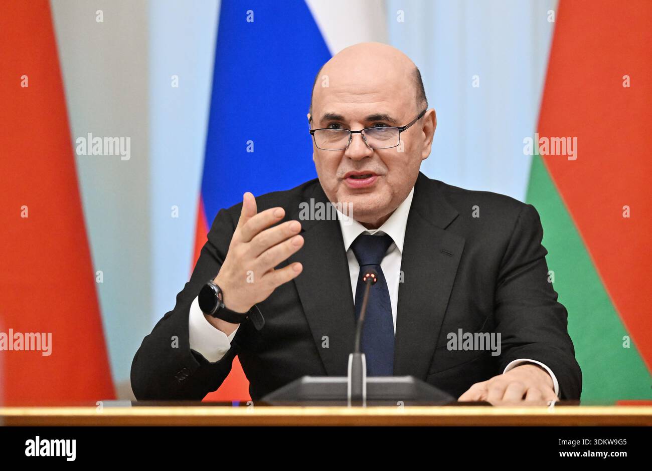 Russian Prime Minister Mikhail Mishustin during the meeting. Credit ...