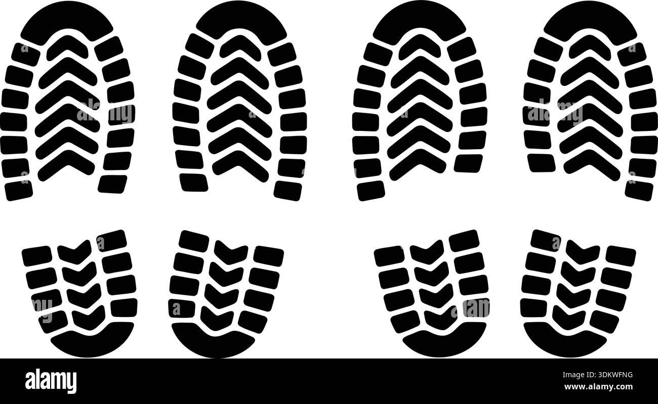 Boot Sole Tread Patterns Set Shoe Footprint Outsole Design Icons Stock ...