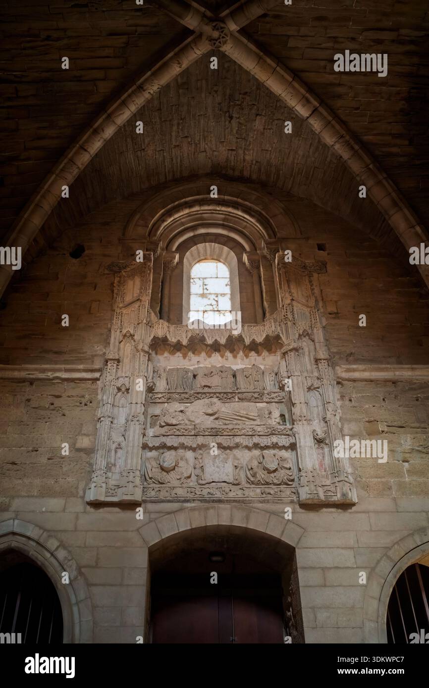 The majestic Gothic nave and ribbed vaults inside the old Cathedral of ...