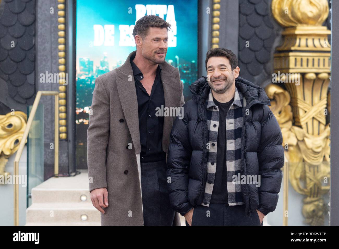 Director Bart Layton (R) and actor Chris Hemsworth (L) attend the ...
