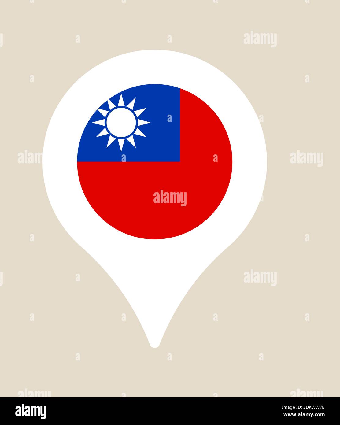 Taiwanese national flag inside a modern map pin icon, a vector symbol ...