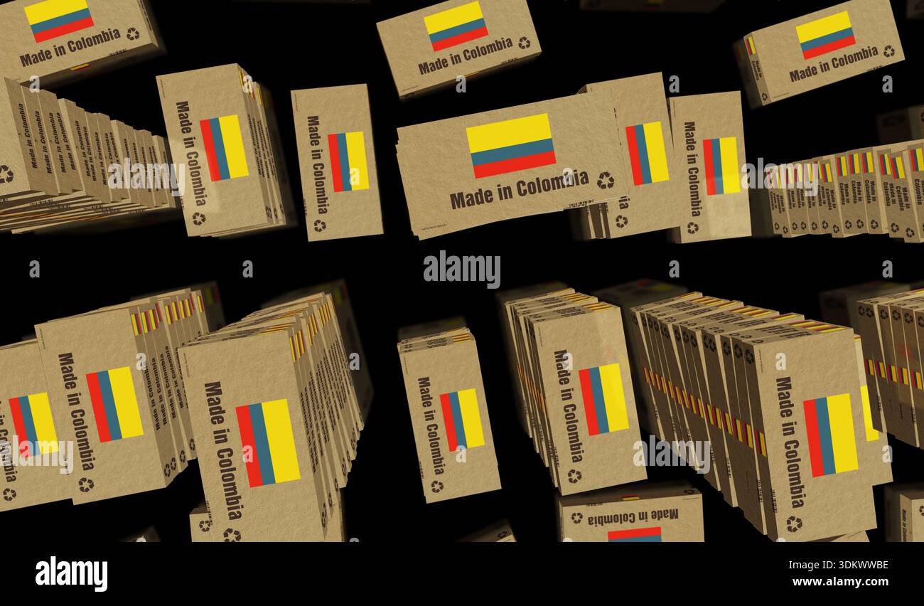 Made in Colombia box production line. Colombian export import ...