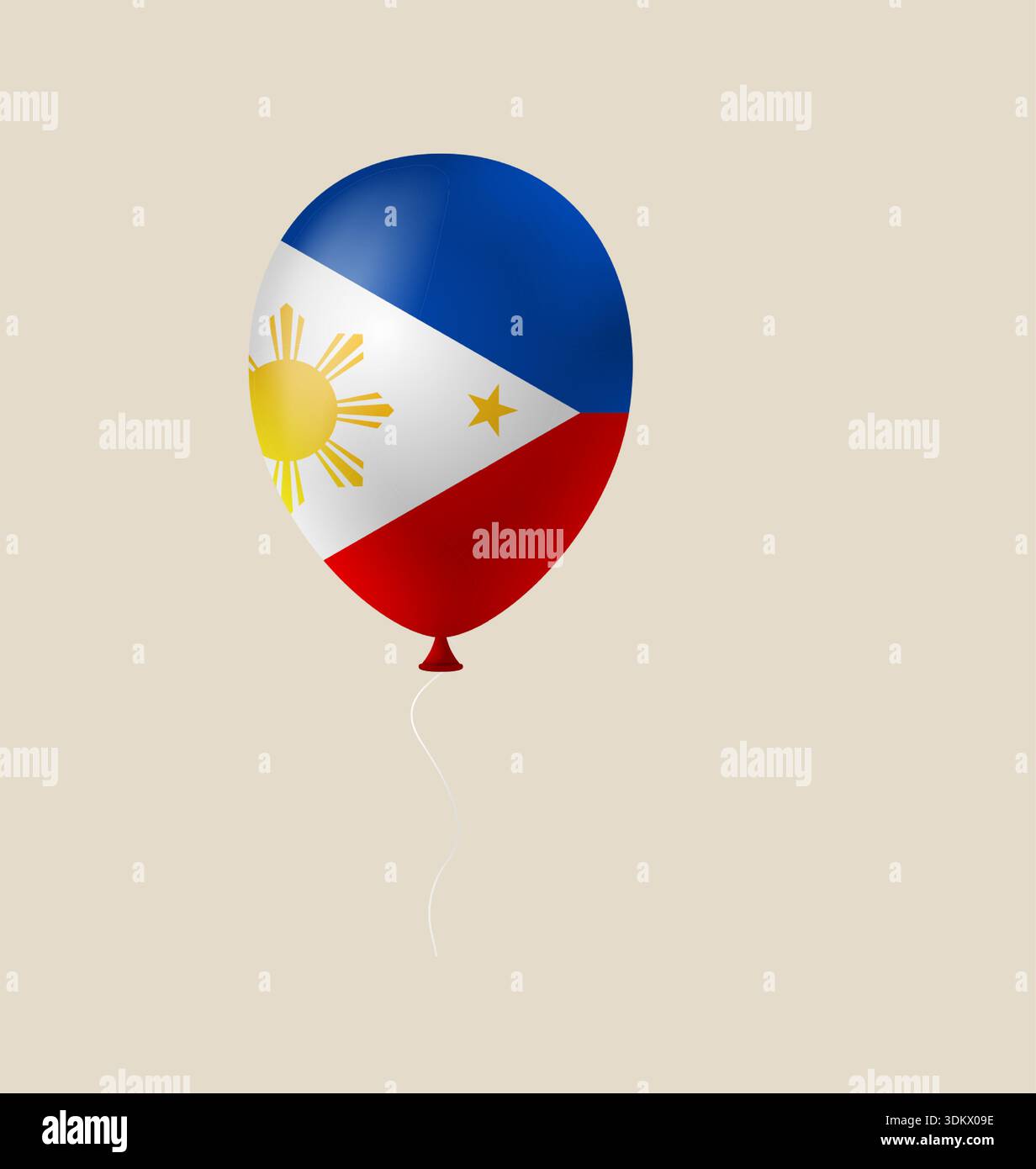 Glossy Philippines Flag Balloon Floating Against a Plain Background for ...