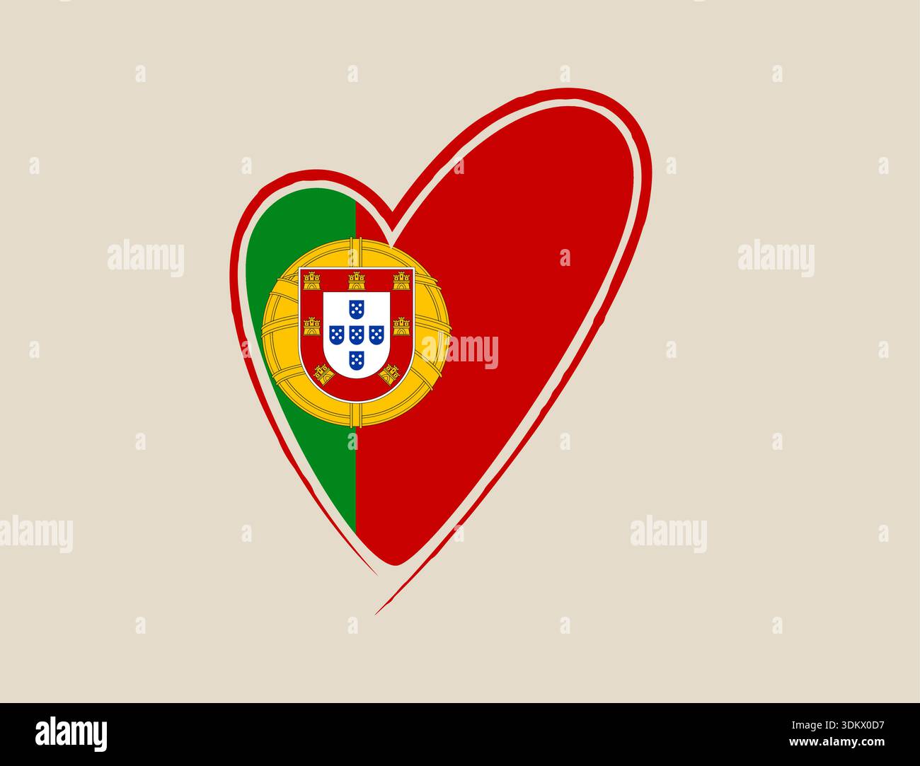 Portugal National Flag in a Brush Stroke Heart Shape Symbolizing Love ...
