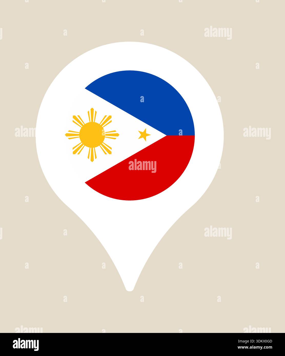 Philippines flag map pin icon marking the country's geographic location ...