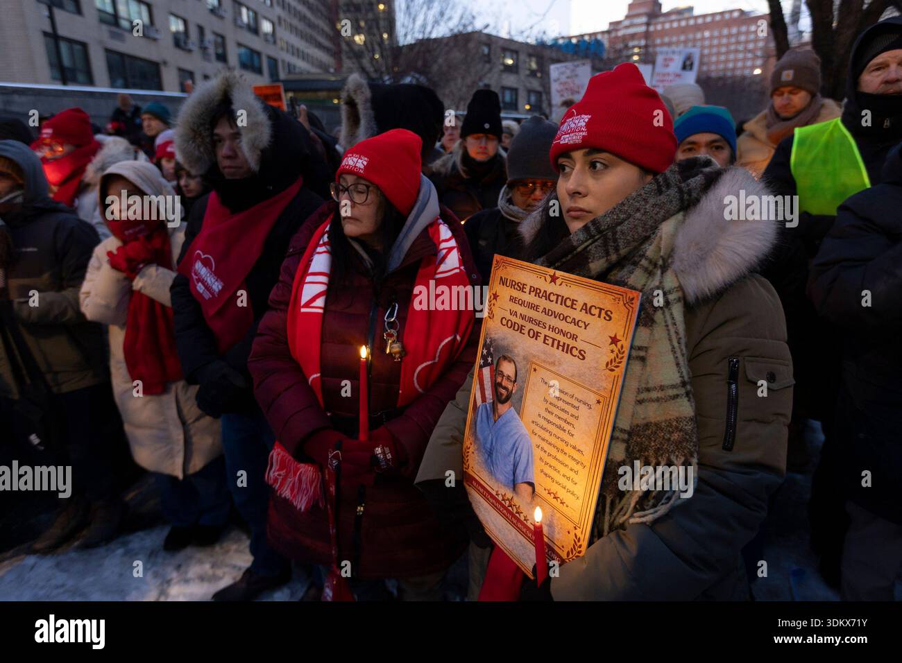 New York, NY, Jan. 29, 2026, A candlelight vigil for ICU nurse, Alex ...