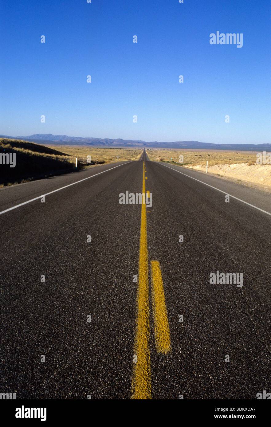 USA ARIZONA long straight road with yellow line in the middle route 66 ...