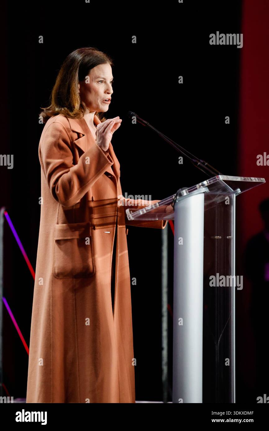 Ashley Magargee, Chief Executive Officer of Genentech, speaks at a ...