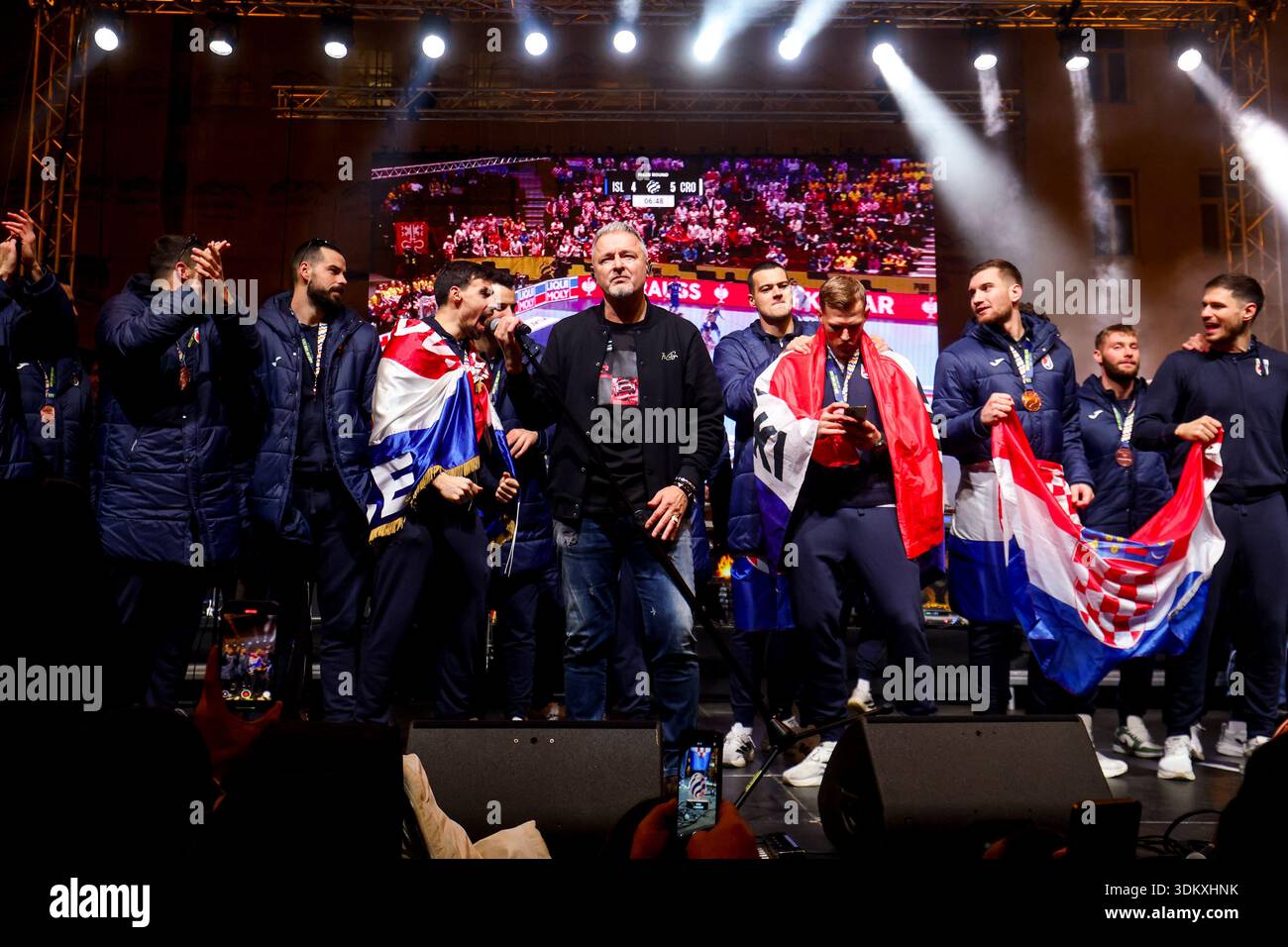 Croatia Handball Team celebrate with singer Marko Perkovic Thomspon ...